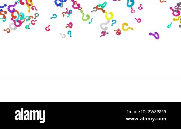 Many colorful question marks floating in air on white background ...