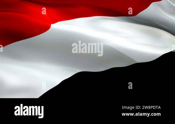 Yemen flag Motion Loop video waving in wind. Realistic Yemen Flag ...