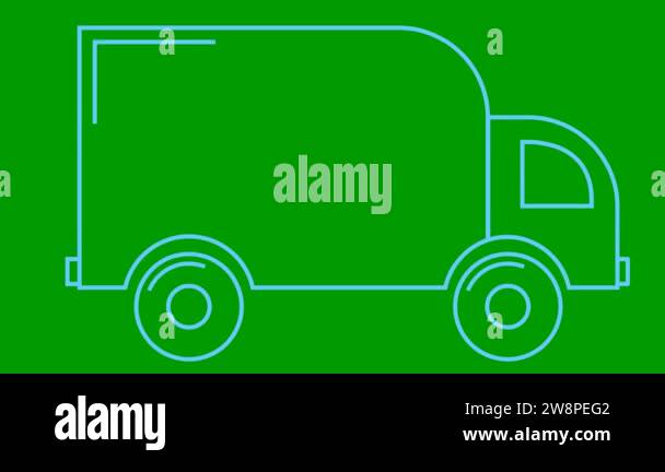 Animated icon of delivery car. Blue linear truck rides. Concept of ...