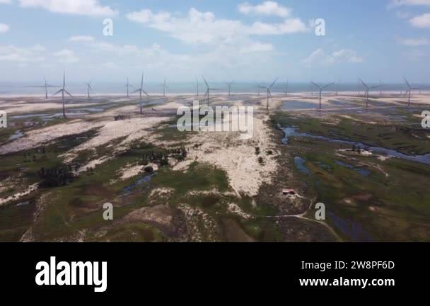 Sand dunes mountains and rain water lagoons at northeast brazilian ...
