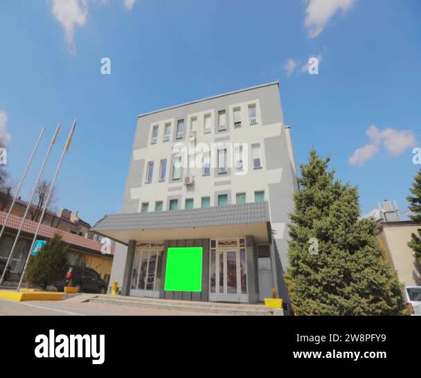 An office building with a green screen area for inserting your ...