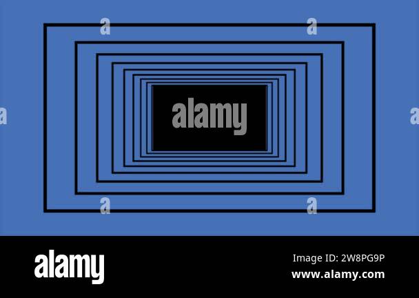Infinity flight through black rectangle in tunnel. Seamless geometric ...