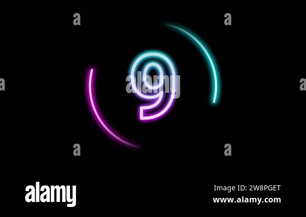 Top 10 countdown in blue and pink bright neon light isolated on dark ...