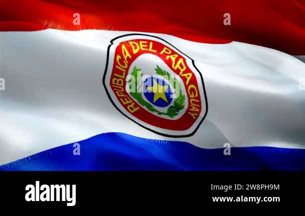 Paraguay flag Motion Loop video waving in wind. Realistic Paragu Flag ...