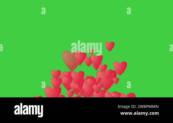 Love Heart shape animation 4k on green screen. Romantic Valentine's day ...