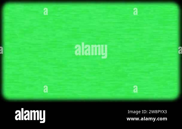 Green screen with VHS interference. Effect of an old TV with a ...