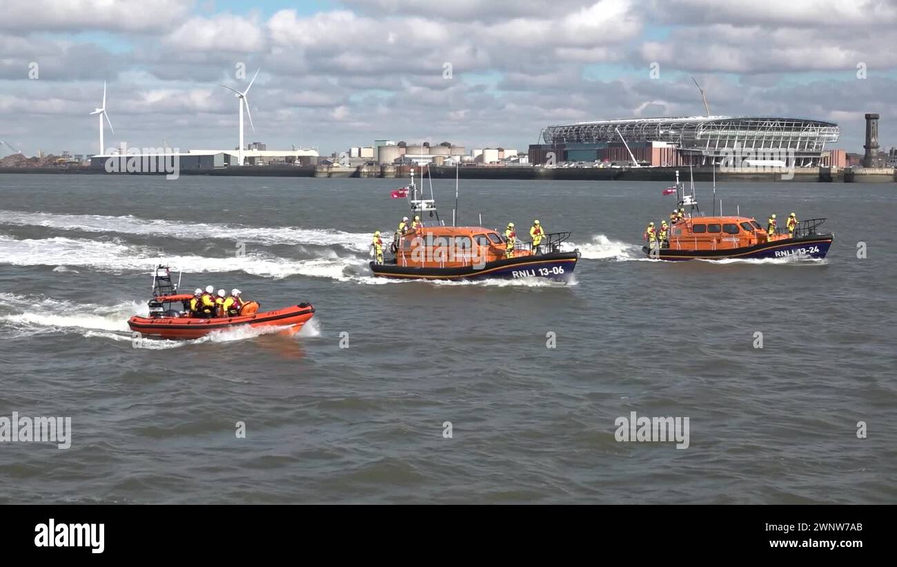 Mersey lifeboat flotilla celebrates 200 years of the RNLI Stock Video ...