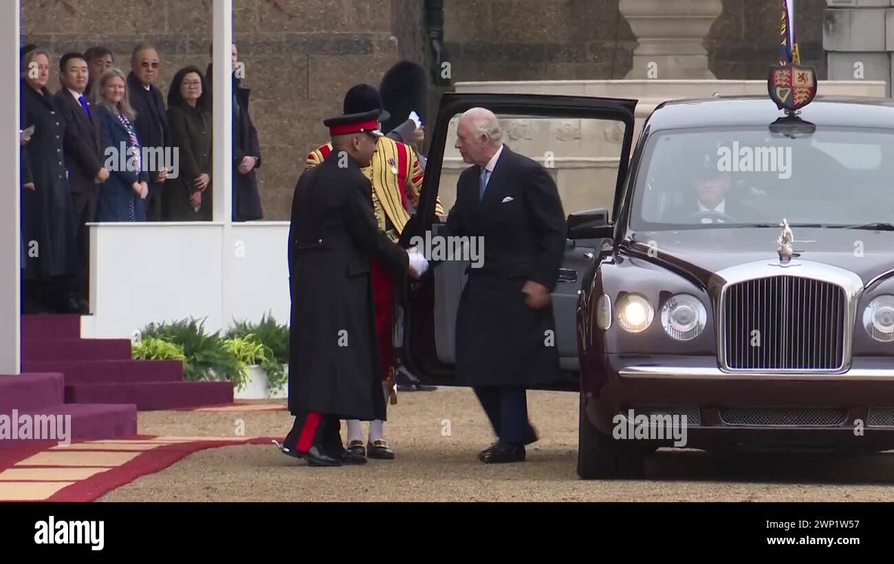 The King arrives at Horse Guards Parade for South Korean president's ...