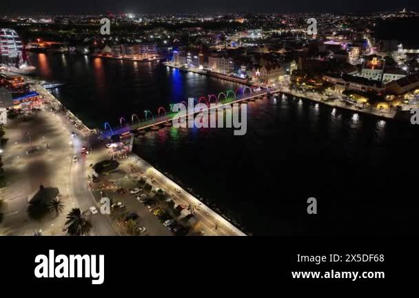 Curacao Skyline At Punda In Willemstad Curacao. Cityscape Night Scape ...