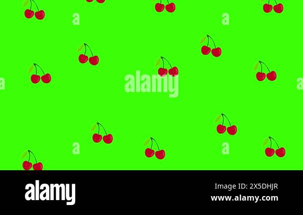 Cherry fruit on white isolated backdrop and 4K Animation on Green ...