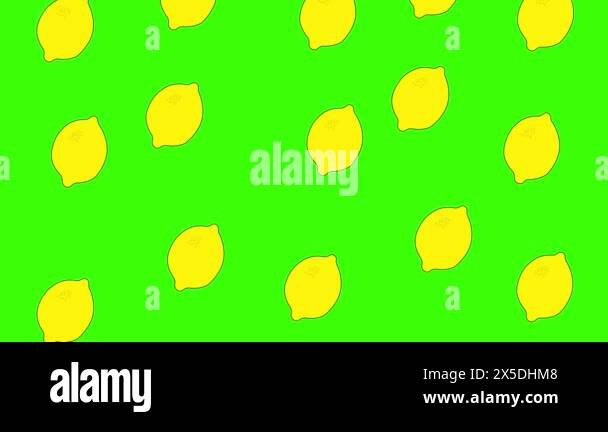 Yellow Lemon falling from the sky on white isolated space and green ...