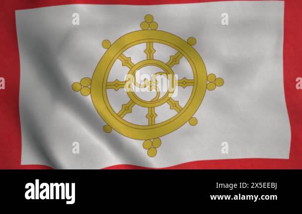 Sikkimese People flag video waving in wind. Realistic flag background ...