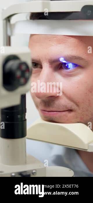 Eye test, man and optometry for vision, medical and healthcare ...