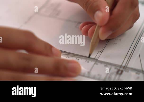 Video of clever architect or smart engineer using measurement tool and ...