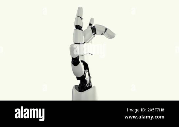 MLP 3D rendering robot hand action on white and green background ...