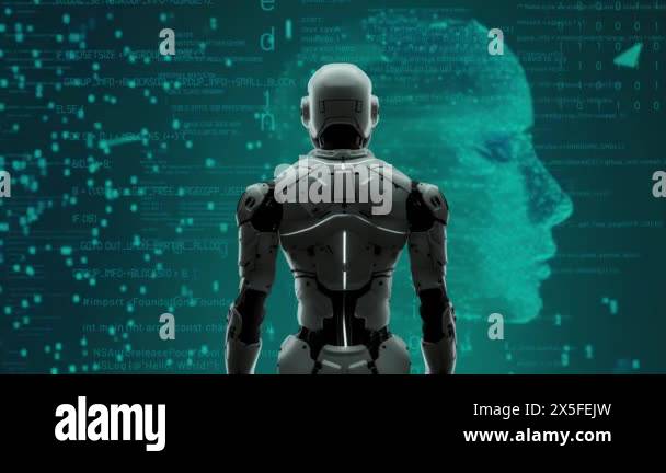 AI engineering in action. Artificial intelligence algorithm for marketing automation, tech ...