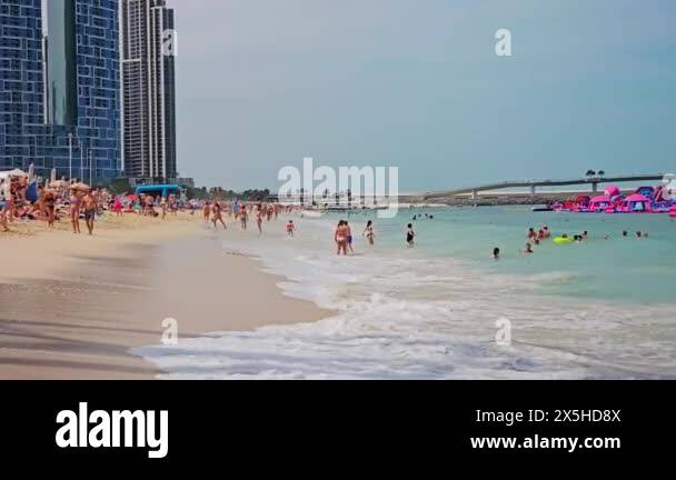 UAE, Dubai - United Arab Emirates 01 April 2024 Busy Beach Day at ...