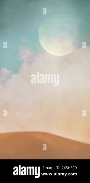 Vertical Desert Storm Approaching Full Moon 4K Loop features a sand ...