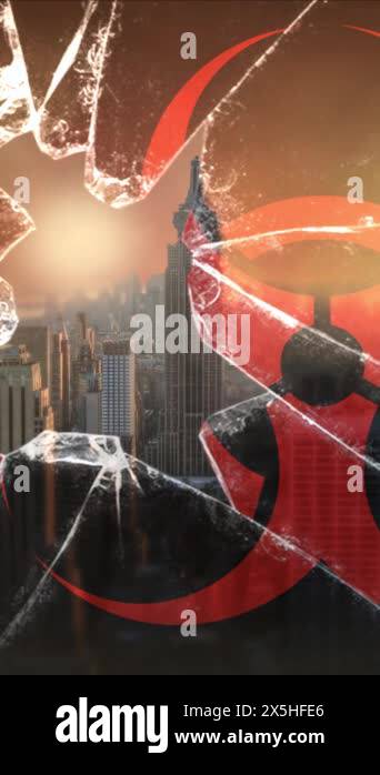 Vertical Post Apocalyptic Bio Hazard City 4K Loop features a view of a ...