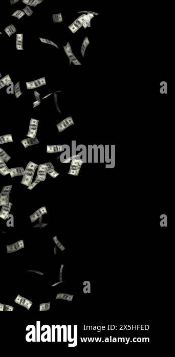 Vertical Money Flow on Black Background 4K Loop features money flowing ...