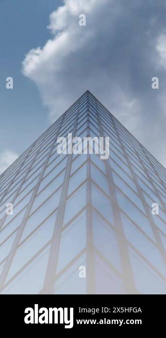 Vertical Skyscraper in the Clouds 4K Background features a view looking ...