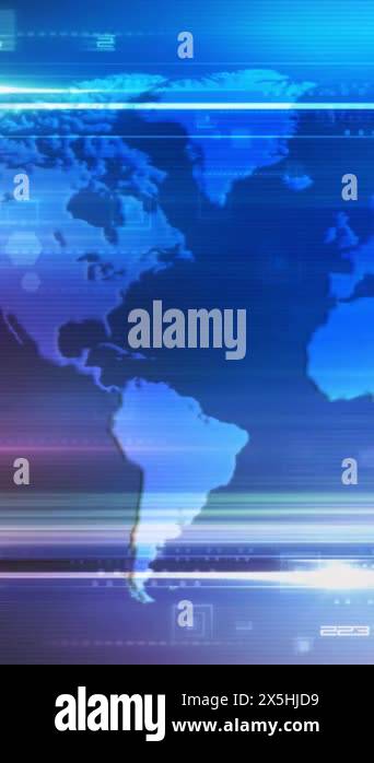 Vertical Corporate Blue World Map Pan 4K Loop features a world map ...