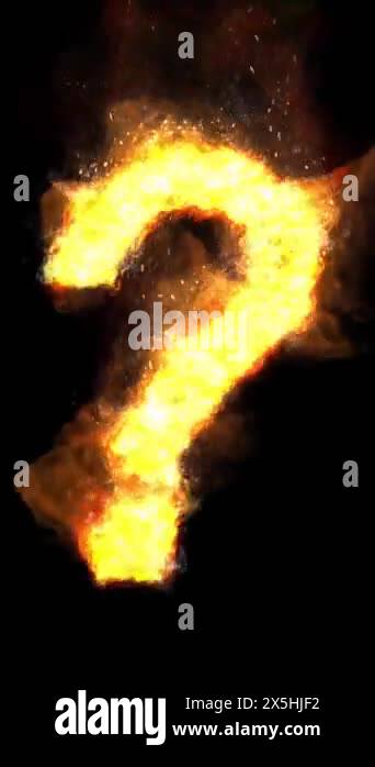 Vertical Burning Question Mark on Black 4K Loop features a question ...