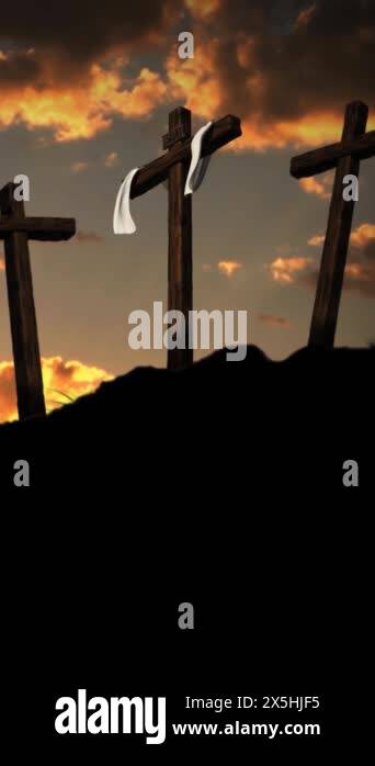 Vertical Three Crosses Golden Morning 4K features three empty crosses ...