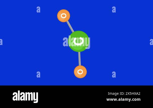 video animation carbon dioxide gas chemical molecule rotating, on a ...