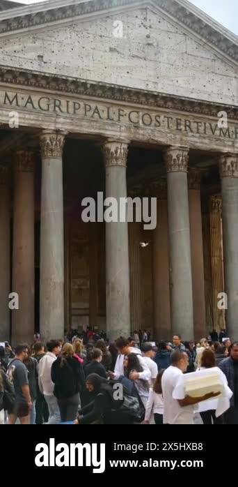 Rome, Italy - February 16, 2024: Front view of the Pantheon in daylight ...