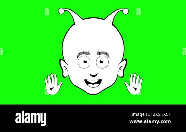 video drawing animation face alien extraterrestrial cartoon, with a ...