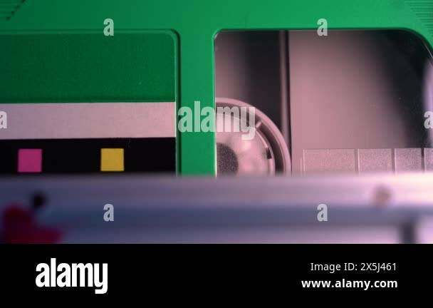 VHS Video Cassette Tape Starts Playing From Start in Player, Macro ...