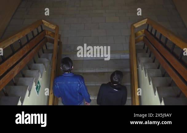 Students walk up stairs of building. Media. Students climb stairs of ...