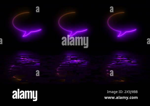 Chat typing bubble message icon 3 animated black bg 4K. Neon typing ...