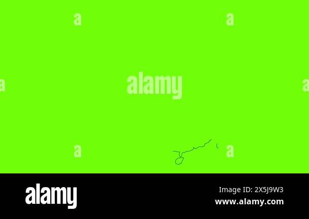 China map simple black line art 2d animation on green screen background ...