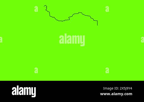 Iran map simple black line art 2d animation on green screen background ...