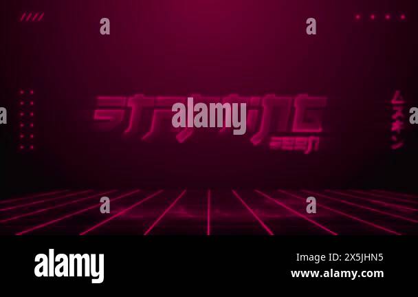 Stream Overlay Neon Cyberpunk Starting soon, red glow background loop ...