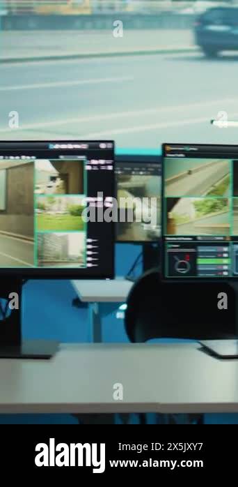 Vertical Video Public security headquarters equipped with satellite ...