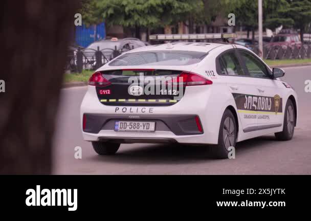 BATUMI, GEORGIA - APRIL 19, 2024: Police car in city. Georgian police ...
