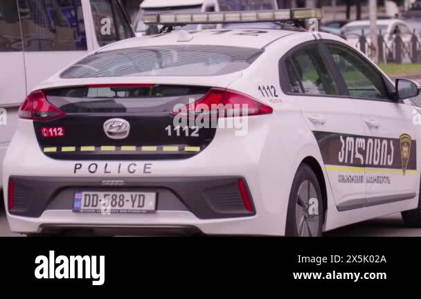 BATUMI, GEORGIA - APRIL 19, 2024: Police car in city. Georgian police ...