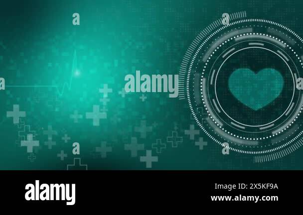 Green medical background with space for text. Animated symbols of ...