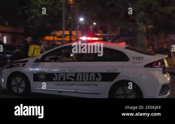BATUMI, GEORGIA - APRIL 19, 2024: Police car in city. Georgian police ...