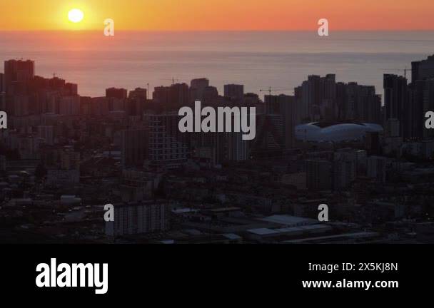 Batumi, Georgia top view at sunset. Batumi from observation deck Stunning Dramatic Architectural ...