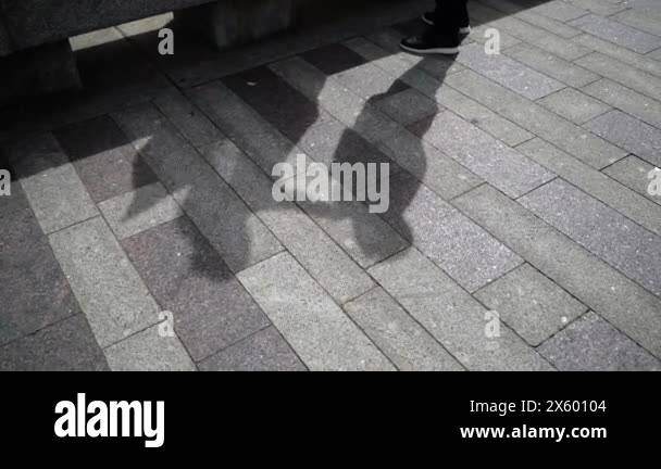 Lovely couple shadow. People walking outdoors in summer day. Silhouette ...