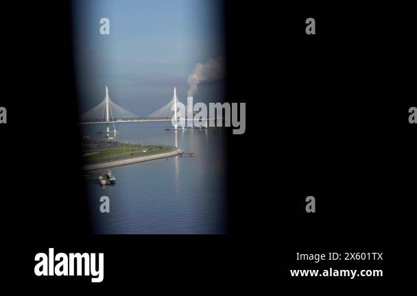 Western high-speed diameter ZSD in St. Petersburg, Russia. Road bridge ...