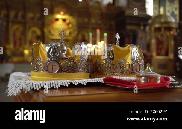 Wedding crowns. The wedding in the Church. Marriage ceremony in a ...