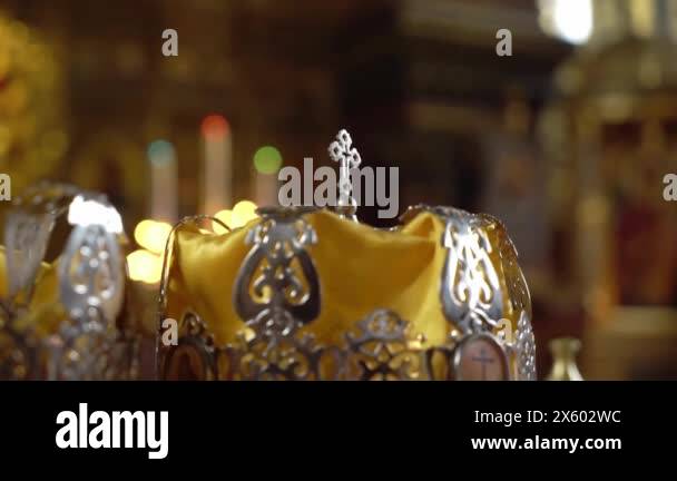 Wedding crowns. The wedding in the Church. Marriage ceremony in a ...