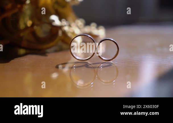 Wedding rings. Pair of marriage symbols. Love of bride and groom ...