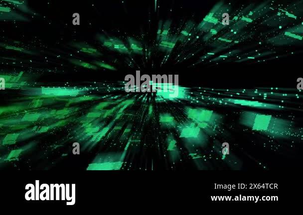 Abstract digital data stream background with a green matrix-like effect ...