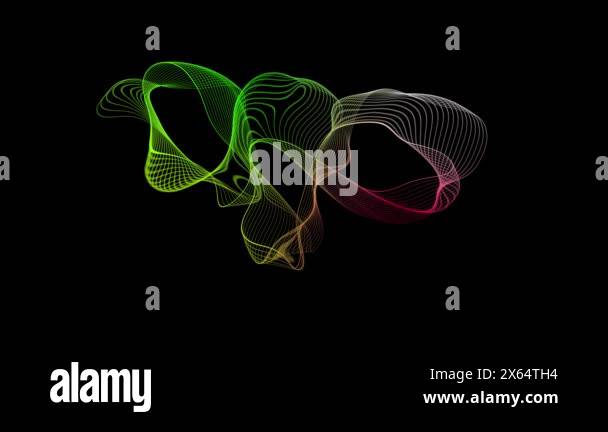 Abstract Digital Waveforms With Gradient Colors Animated On A Black